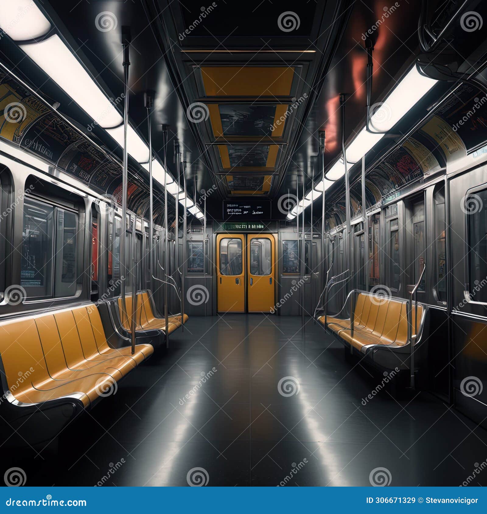 Empty Subway Train Interior in Diminishing Perspective Stock ...