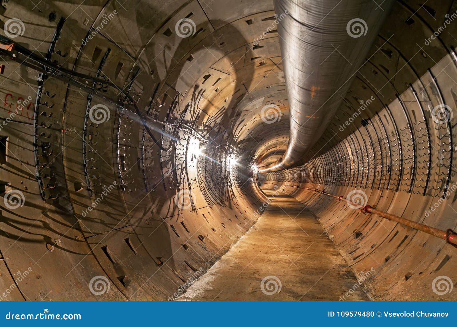 Empty Subway Tunnel Under Construction Stock Photo - Image of concrete ...