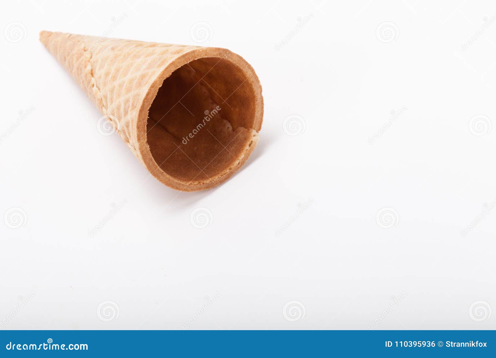 Empty Sugar Waffle Cones For The Ice Cream Isolated On White Background