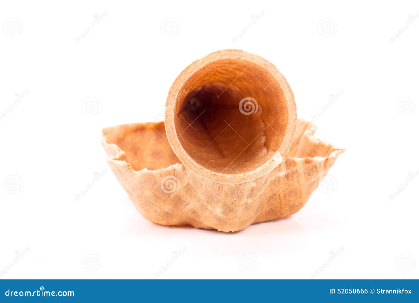 Empty Sugar Waffle Cones Ice Cream on White Background Stock Photo ...
