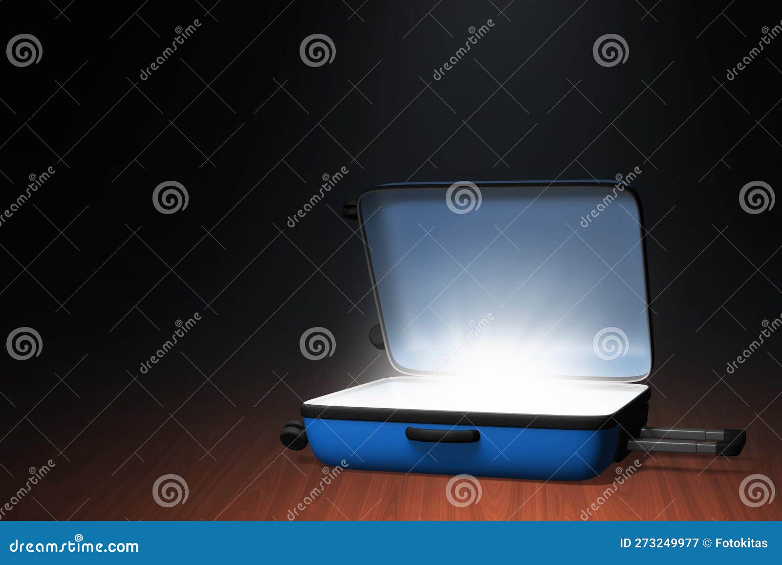 Empty Suitcase on Dark Background 3d Illustrations Stock Illustration ...