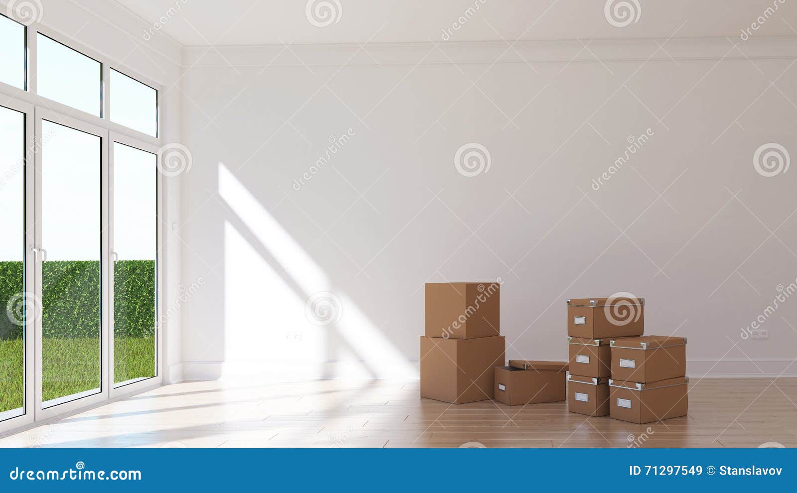 Empty Sunny Room with Card Boxes Editorial Stock Image - Image of ...