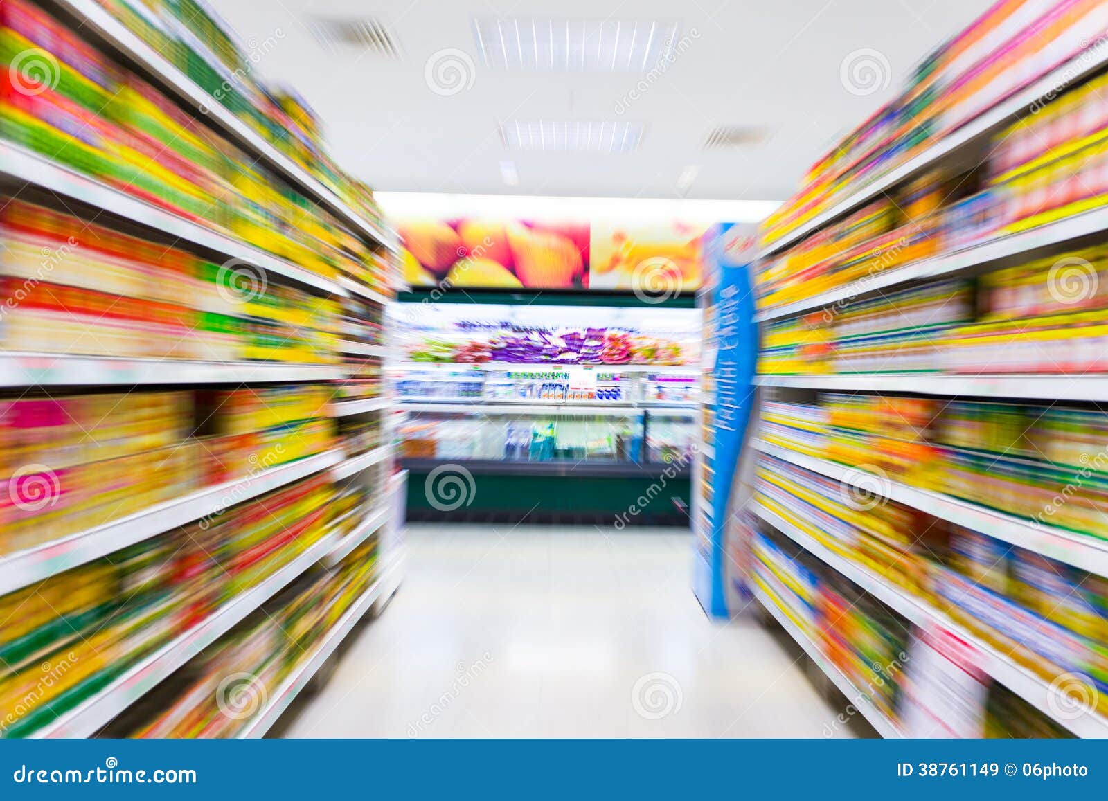 Empty Supermarket Aisle,motion Blur Stock Image - Image of consumer ...