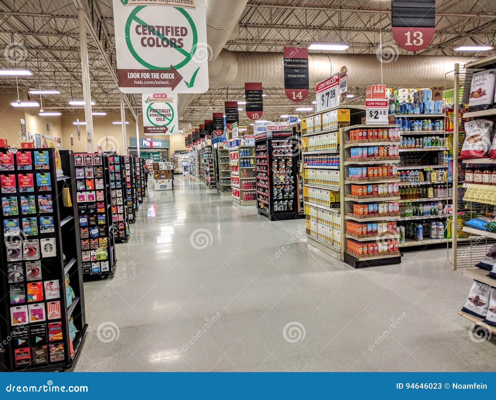 Empty Aisles In A Supermarket Hypermarket With A Lot Of Food And Drink ...