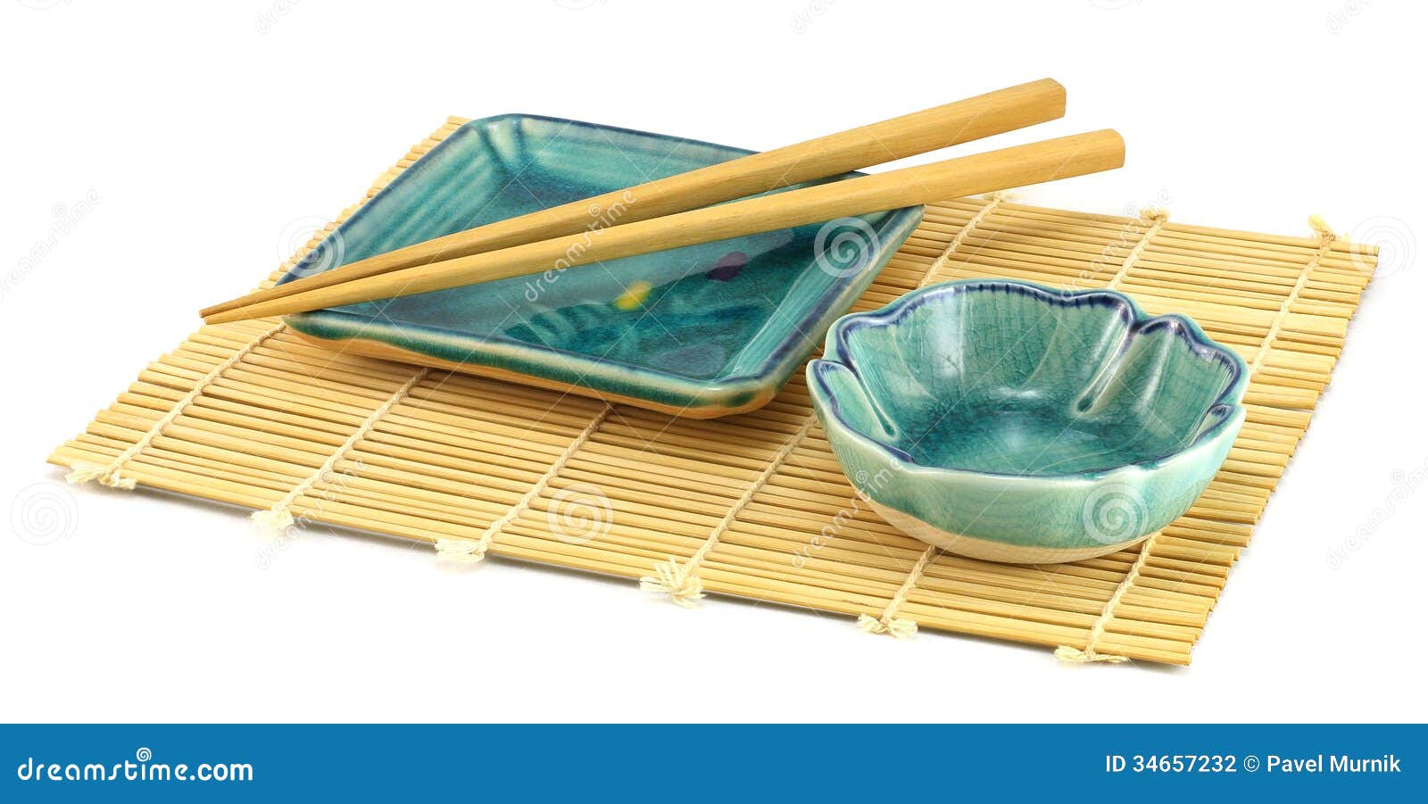 Empty sushi plates. stock photo. Image of tradition, bamboo - 34657232