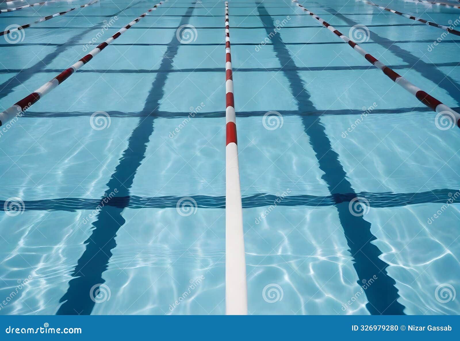 An Empty Swimming Pool with Clear Water and Lane Markers Stock ...