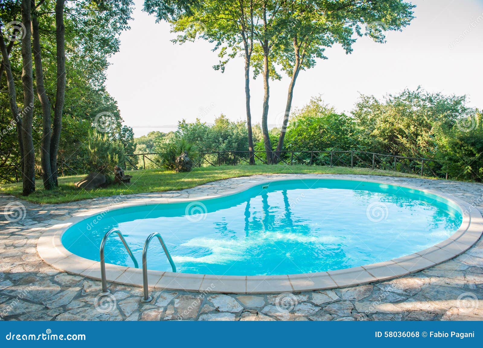 Empty Swimming Pool in Garden between Trees Stock Photo - Image of ...