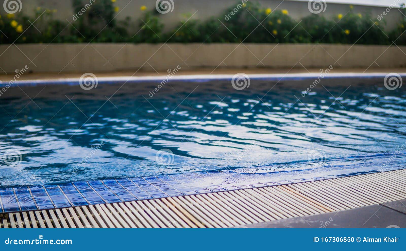 An Empty Swimming Pool with Sunlight Reflected on the Water Stock Photo ...