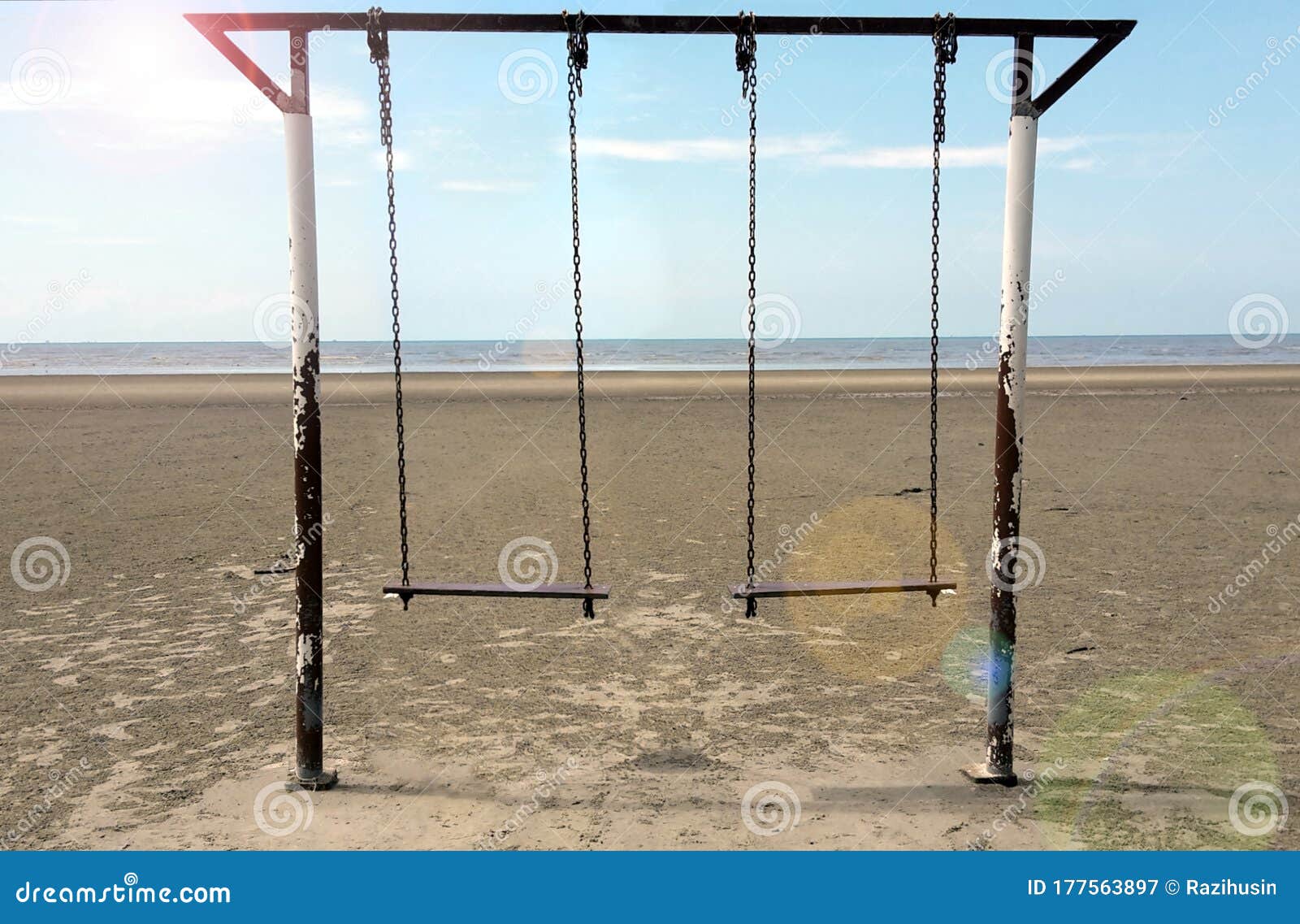 Empty swing at the beach stock image. Image of outdoor - 177563897