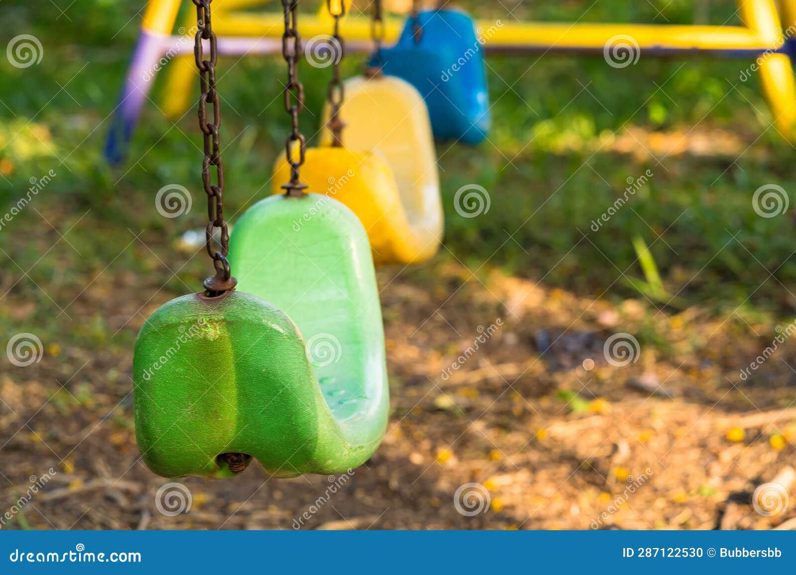 Empty Swing with Chains on the Playground at Thailand Stock Photo ...