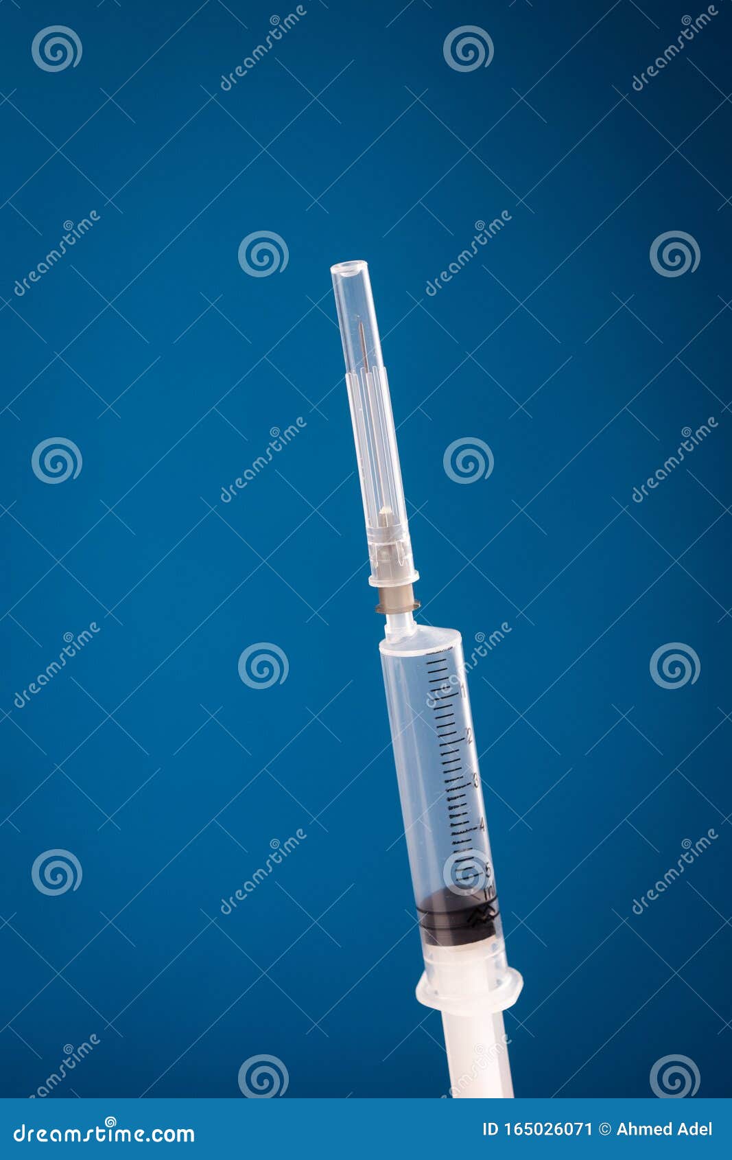 Empty Syringe on a Blue Background Stock Image - Image of hospital ...