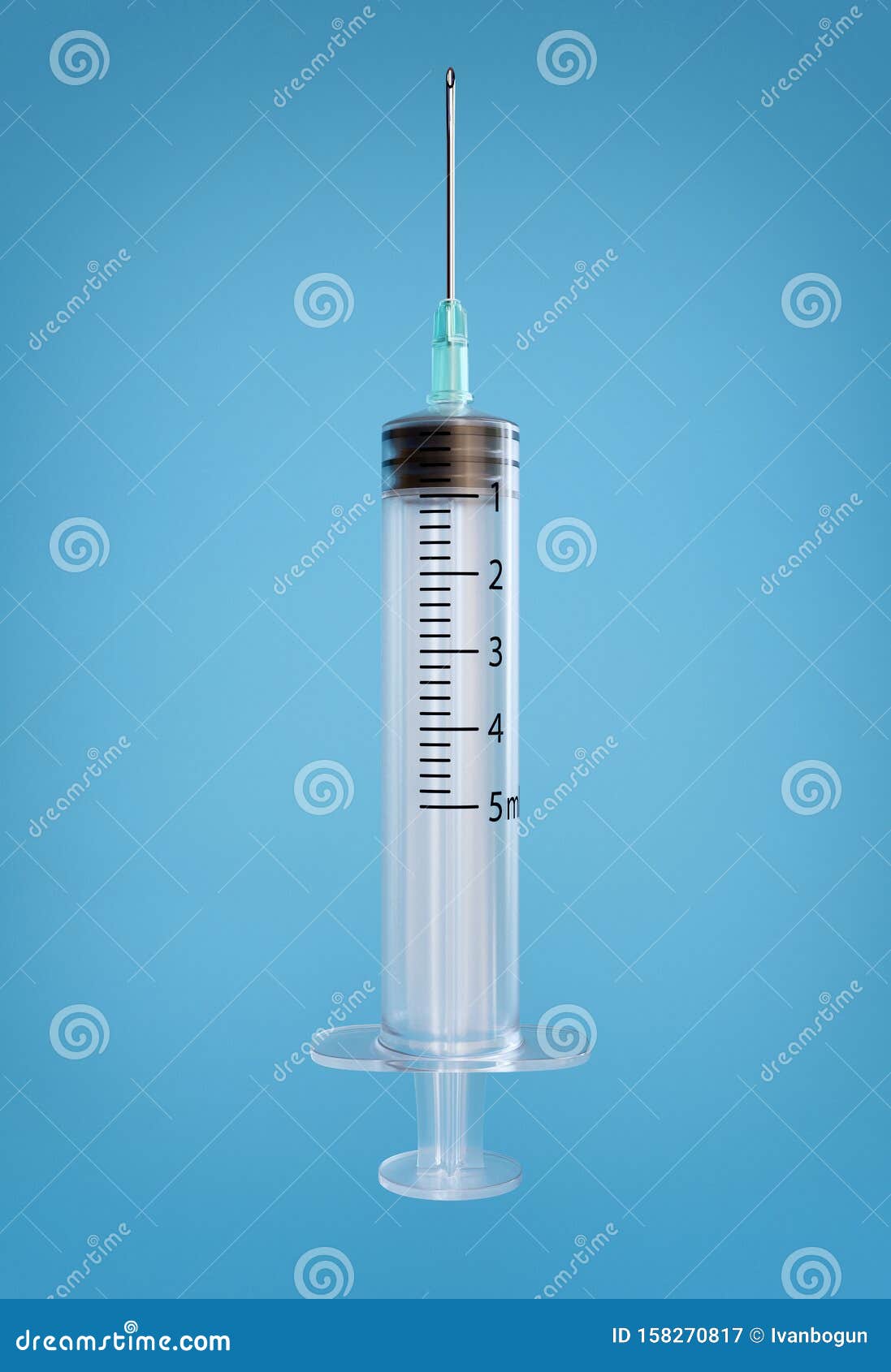Empty Syringe for Injection Isolated on Blue Background with Clipping ...