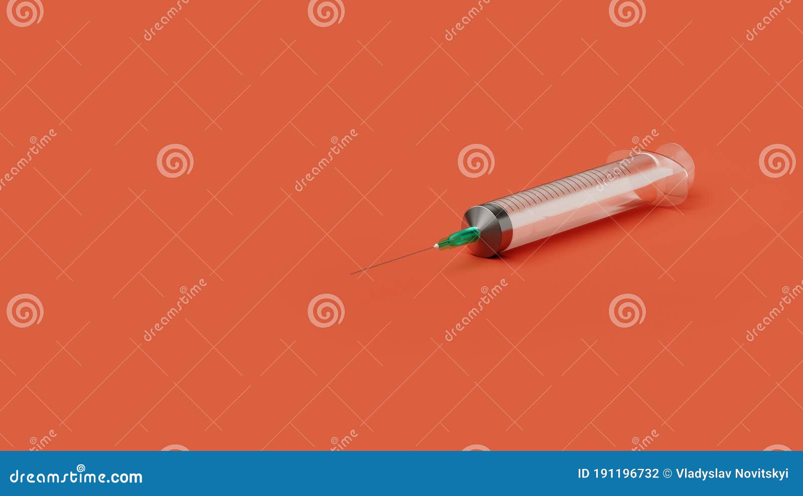 Empty Syringe with a Needle on a Red Background Stock Illustration ...