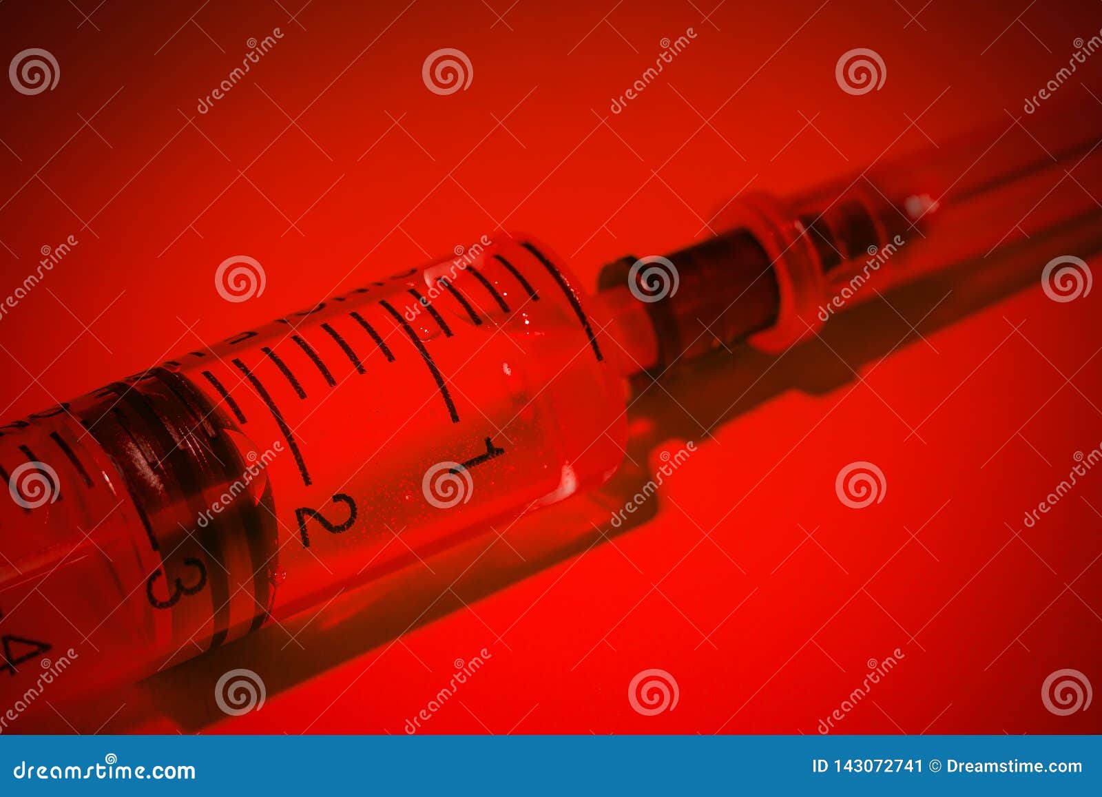 Empty Syringe on Red Background Close Up Stock Image - Image of syringe ...