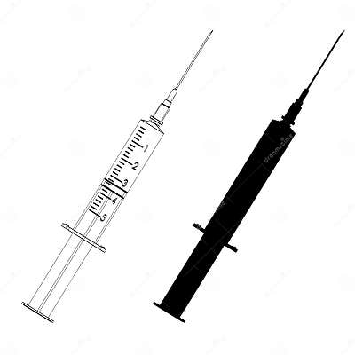 Empty syringe, silhouette stock vector. Illustration of vaccination ...