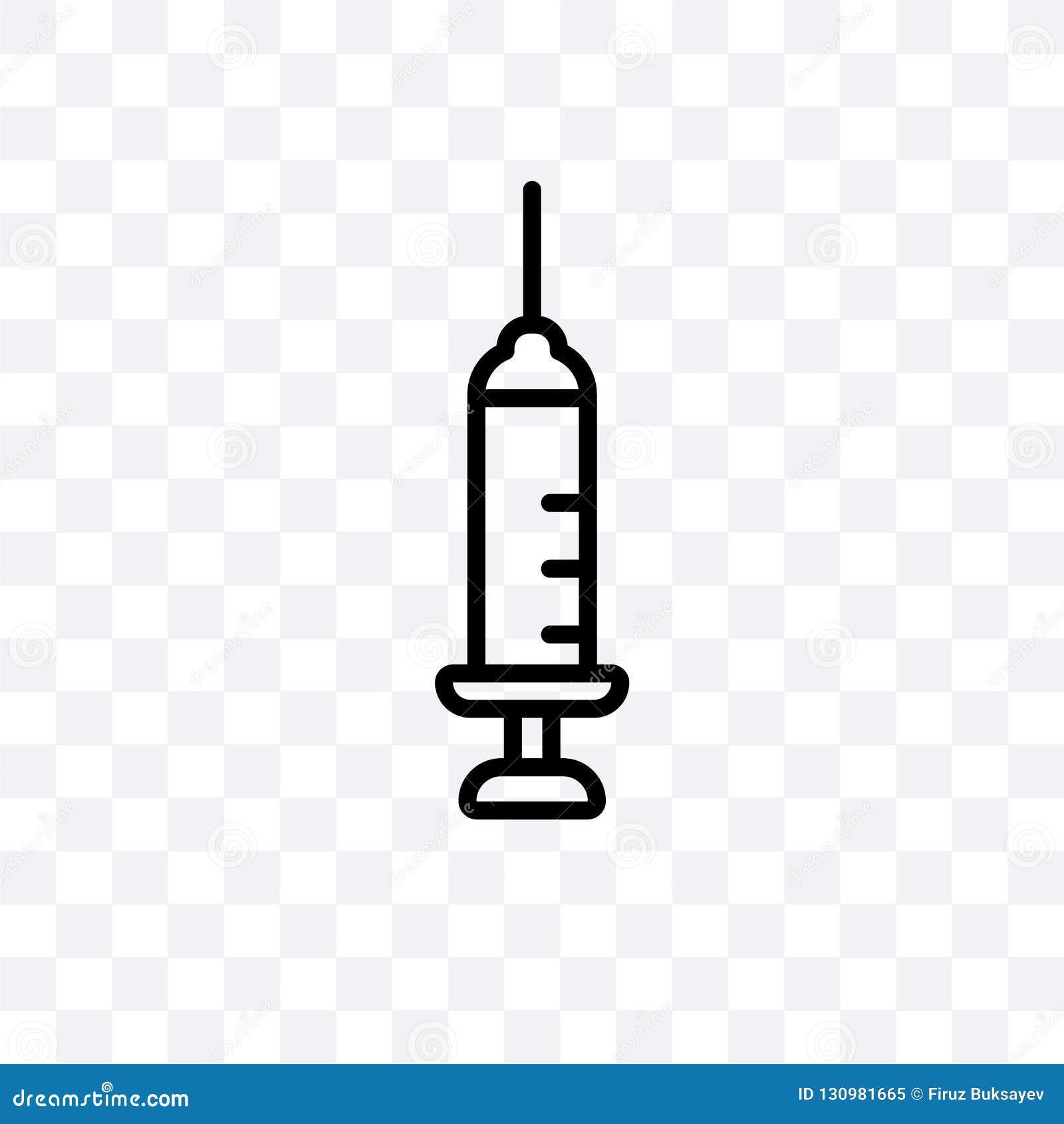 Empty Syringe Vector Linear Icon Isolated on Transparent Background ...