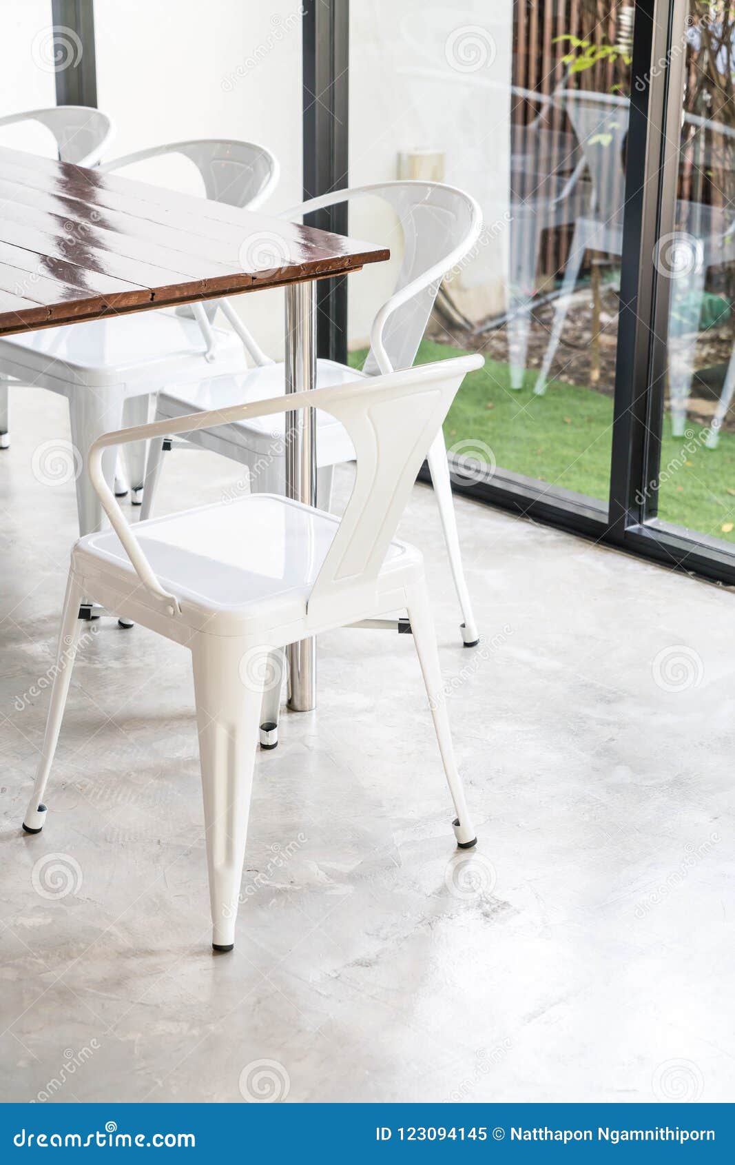 Empty table and chair stock image. Image of dinner, chair - 123094145