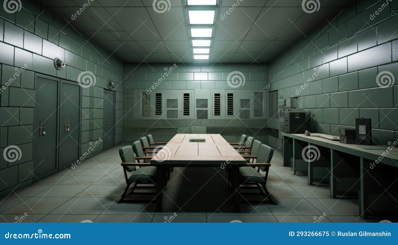 An Empty Table and Chair with in Interrogation Room, Investigation Room ...