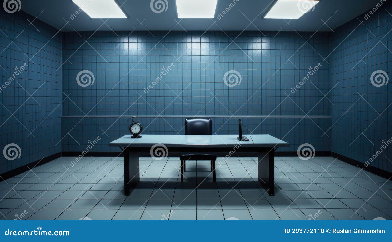 An Empty Table and Chair with in Interrogation Room, Investigation Room ...