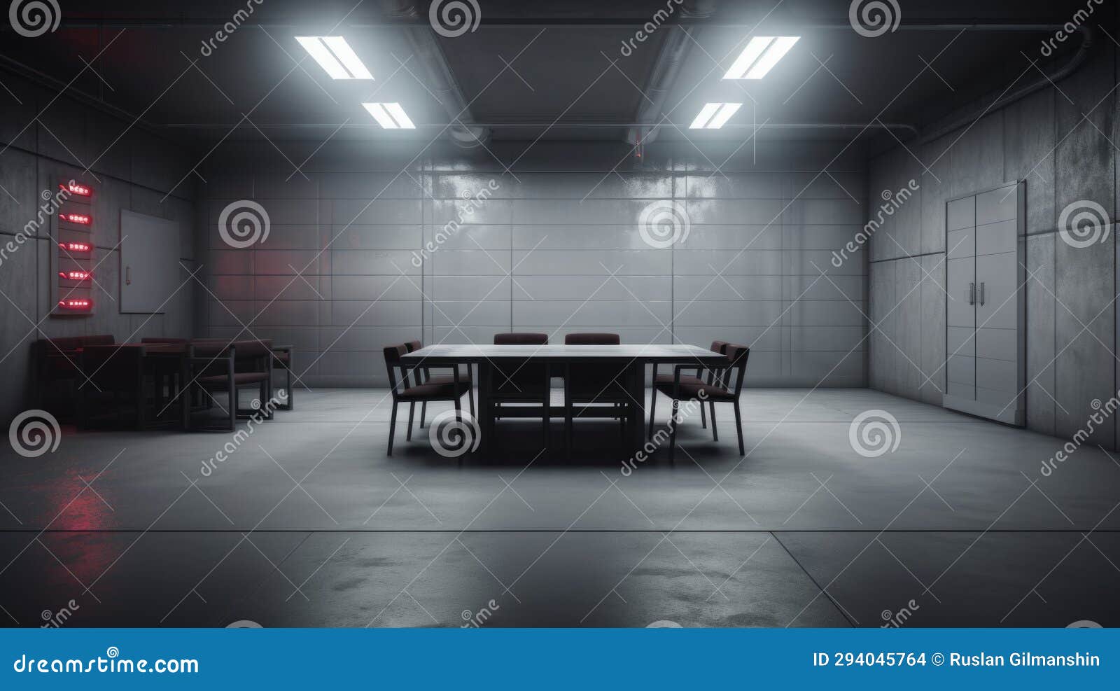 An Empty Table and Chair with in Interrogation Room, Investigation Room ...