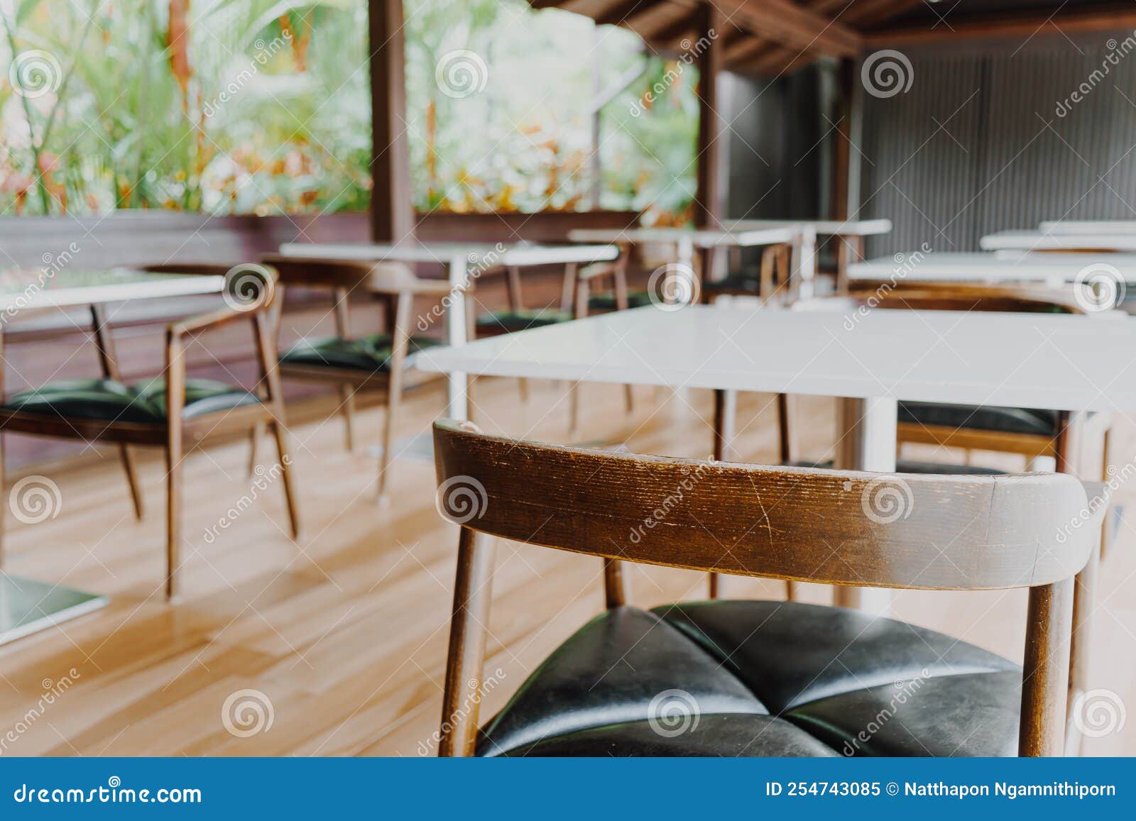 Empty Table and Chair in Restaurant Stock Image - Image of inside ...