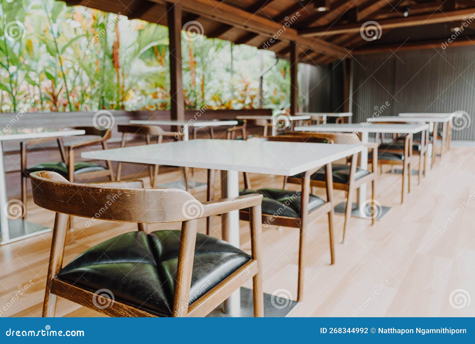 Empty Table and Chair in Restaurant Stock Photo - Image of interior ...