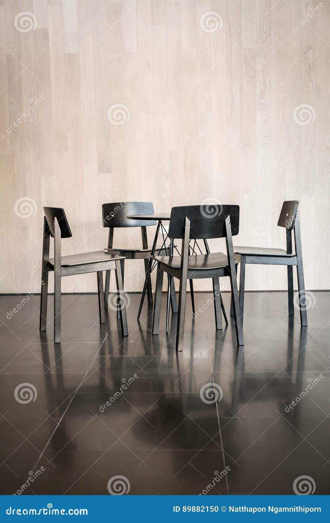 Empty table and chair stock photo. Image of wall, indoor - 89882150