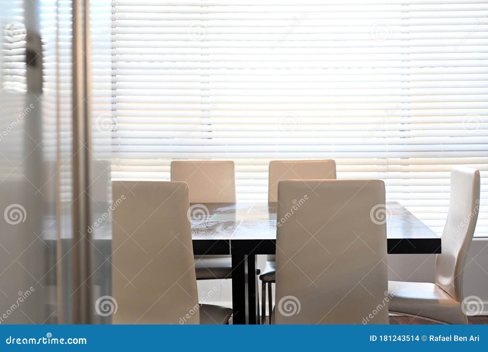 Empty Table and Chairs in Home Dining Room Stock Photo - Image of light ...