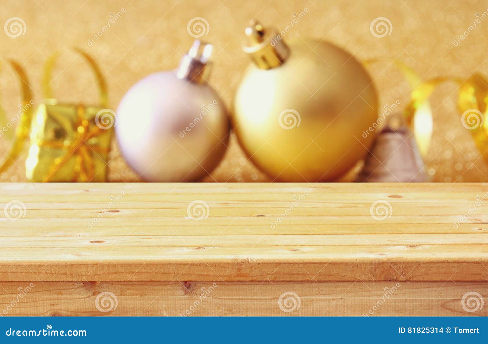 Empty Table in Front of Christmas Decorations Stock Photo - Image of ...