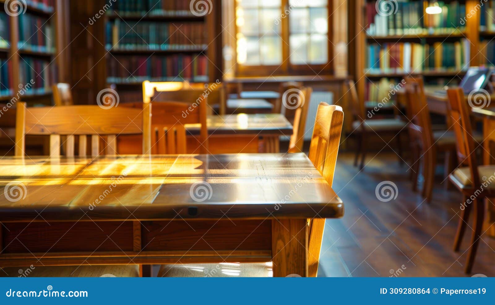 Empty table in library stock illustration. Illustration of beautiful ...