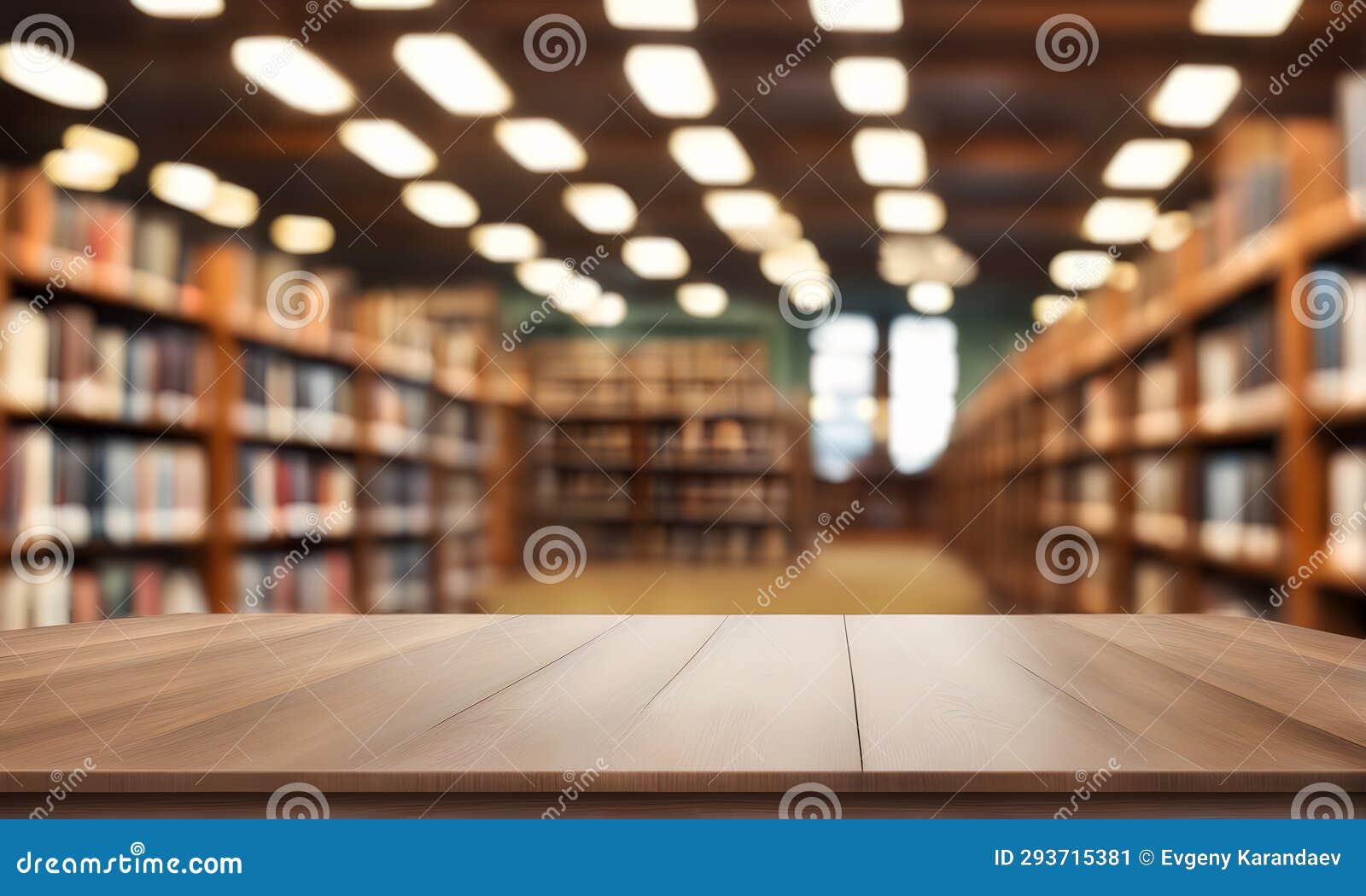 Empty table in library stock illustration. Illustration of information ...