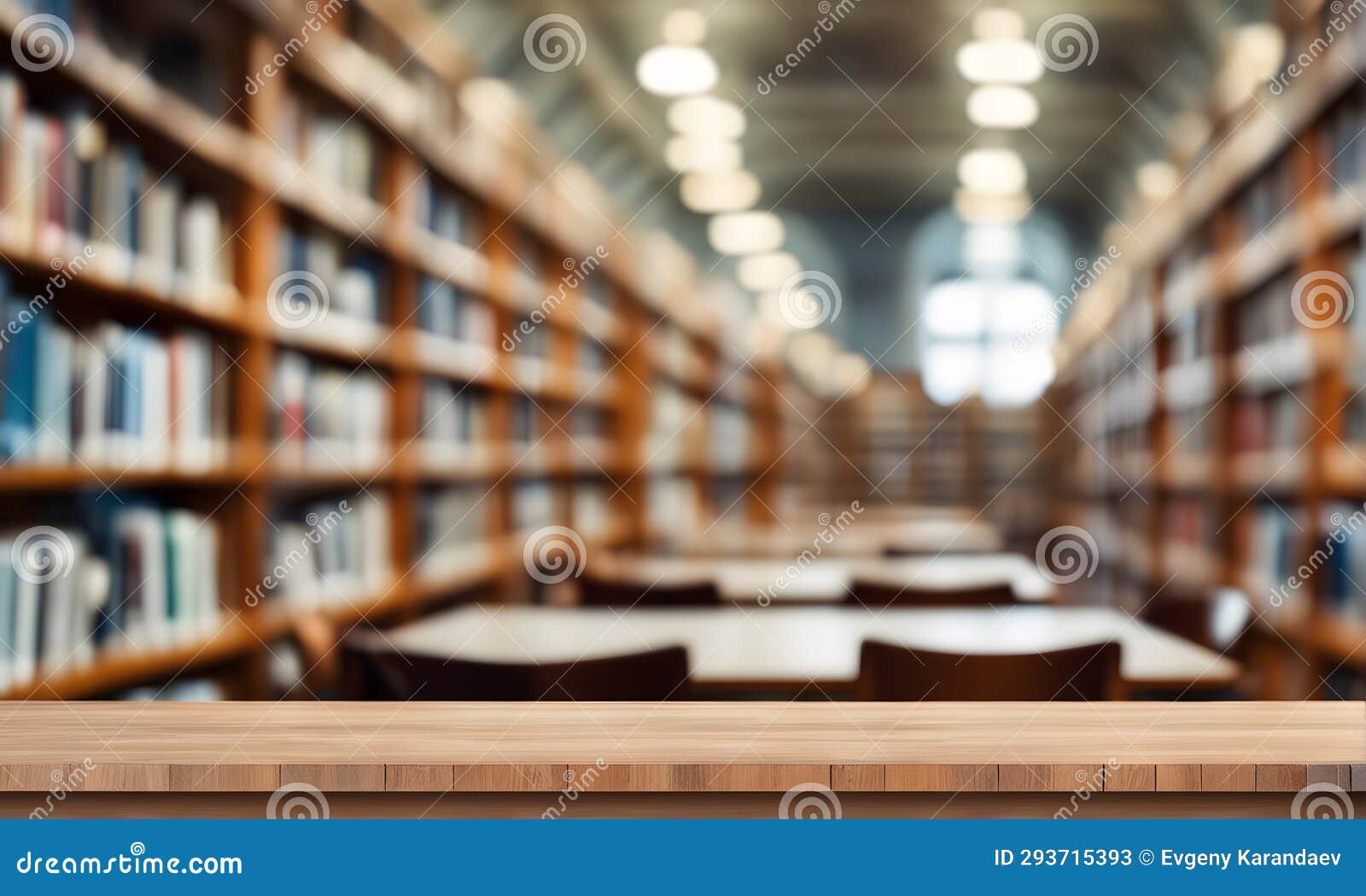 Empty table in library stock illustration. Illustration of bookshelves ...