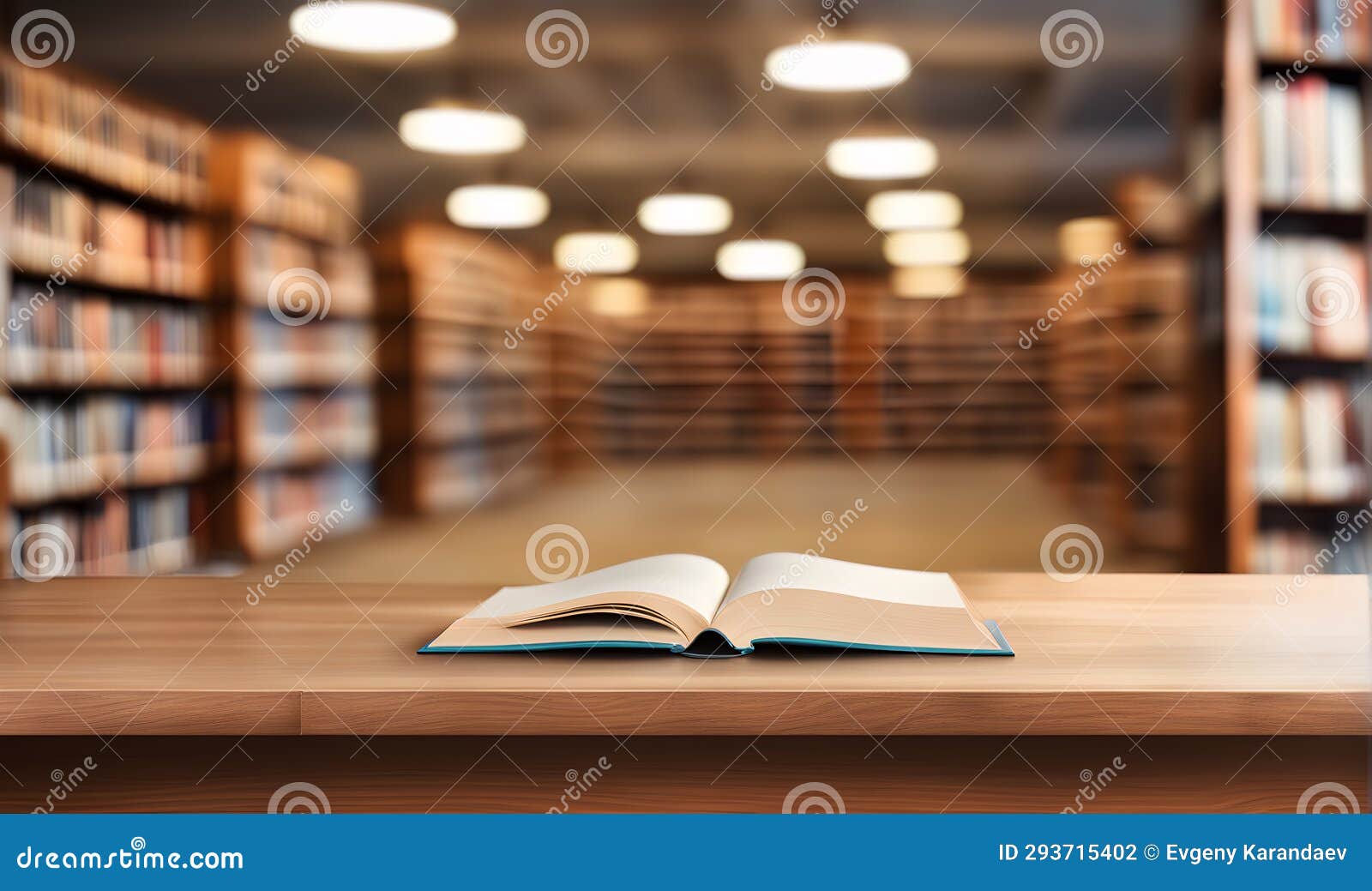 Empty table in library stock illustration. Illustration of bookshelves ...