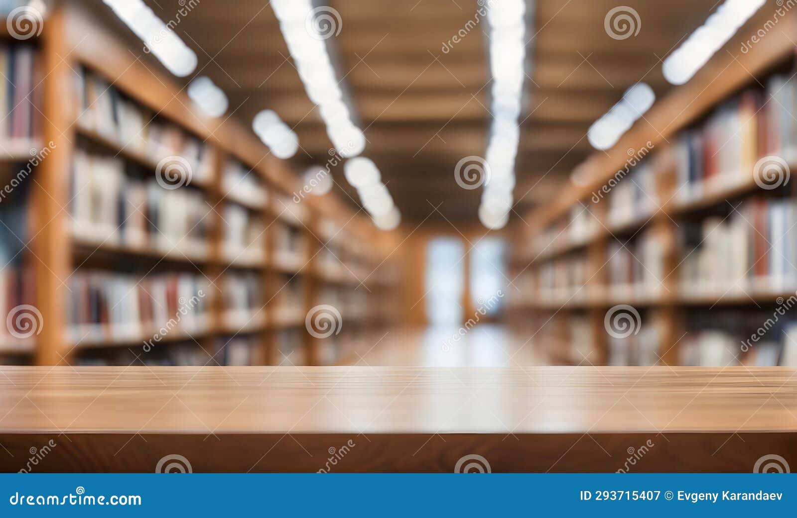 Empty table in library stock illustration. Illustration of knowledge ...