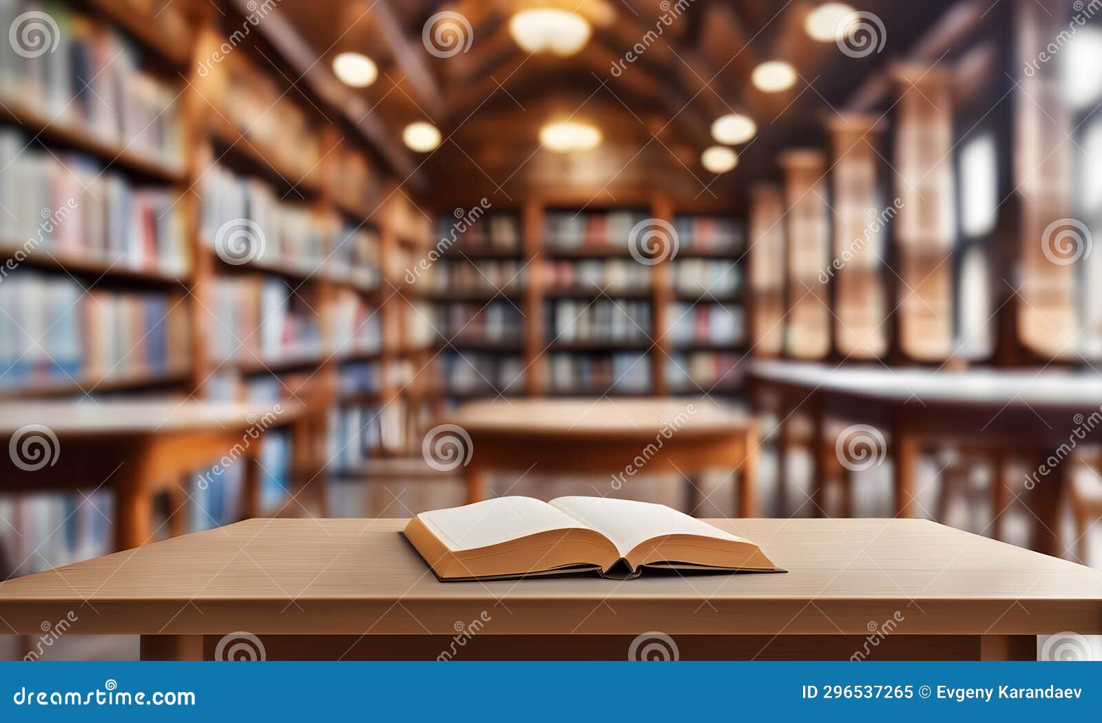 Empty table in library stock illustration. Illustration of educational ...