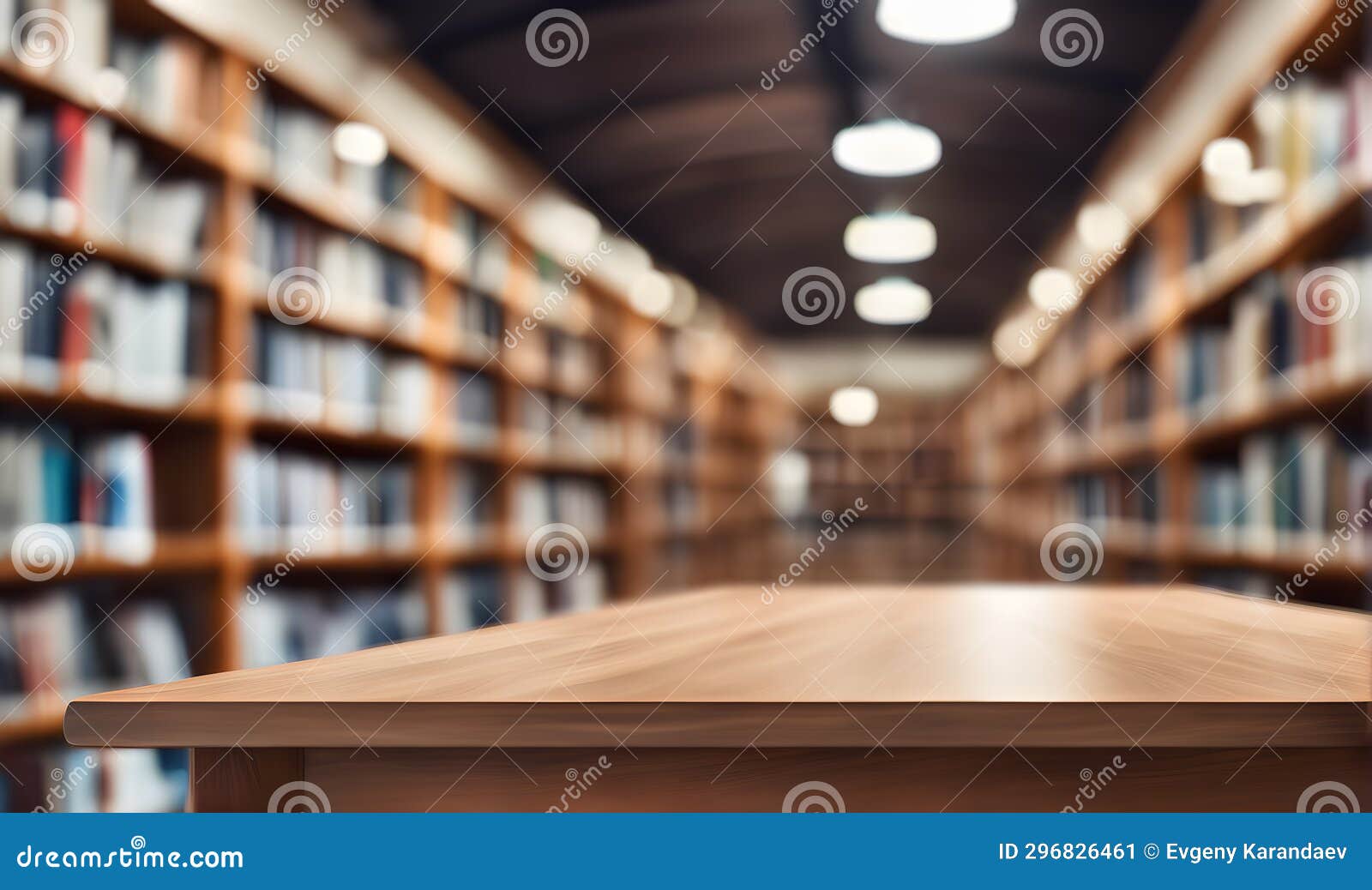 Empty table in library stock illustration. Illustration of library ...