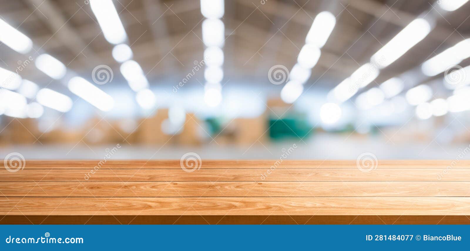 Empty Table Top with Warehouse Cordial Background Stock Illustration - Illustration of empty ...