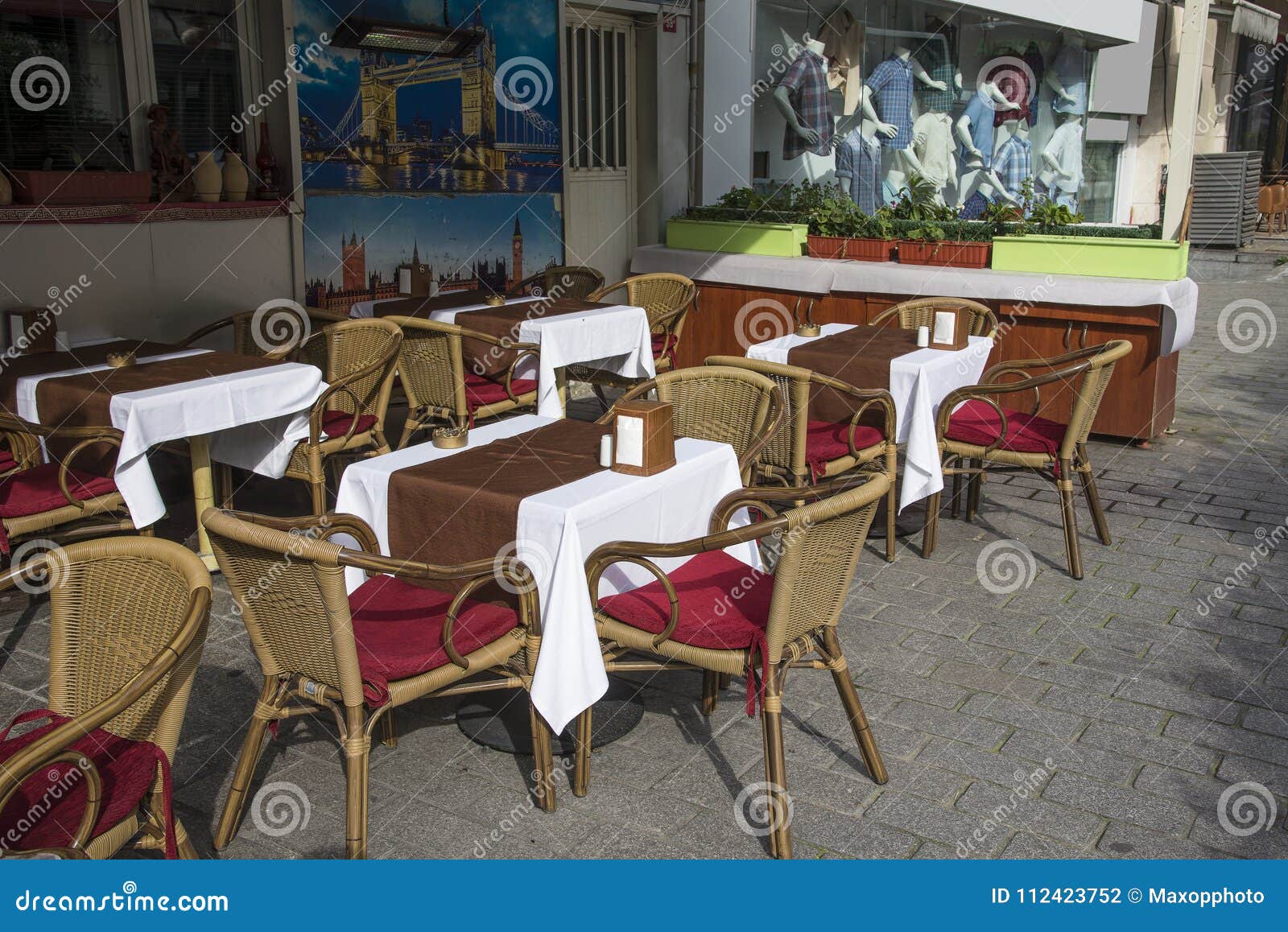 Empty Tables and Chairs Outside of the Restaurant in Old City ...