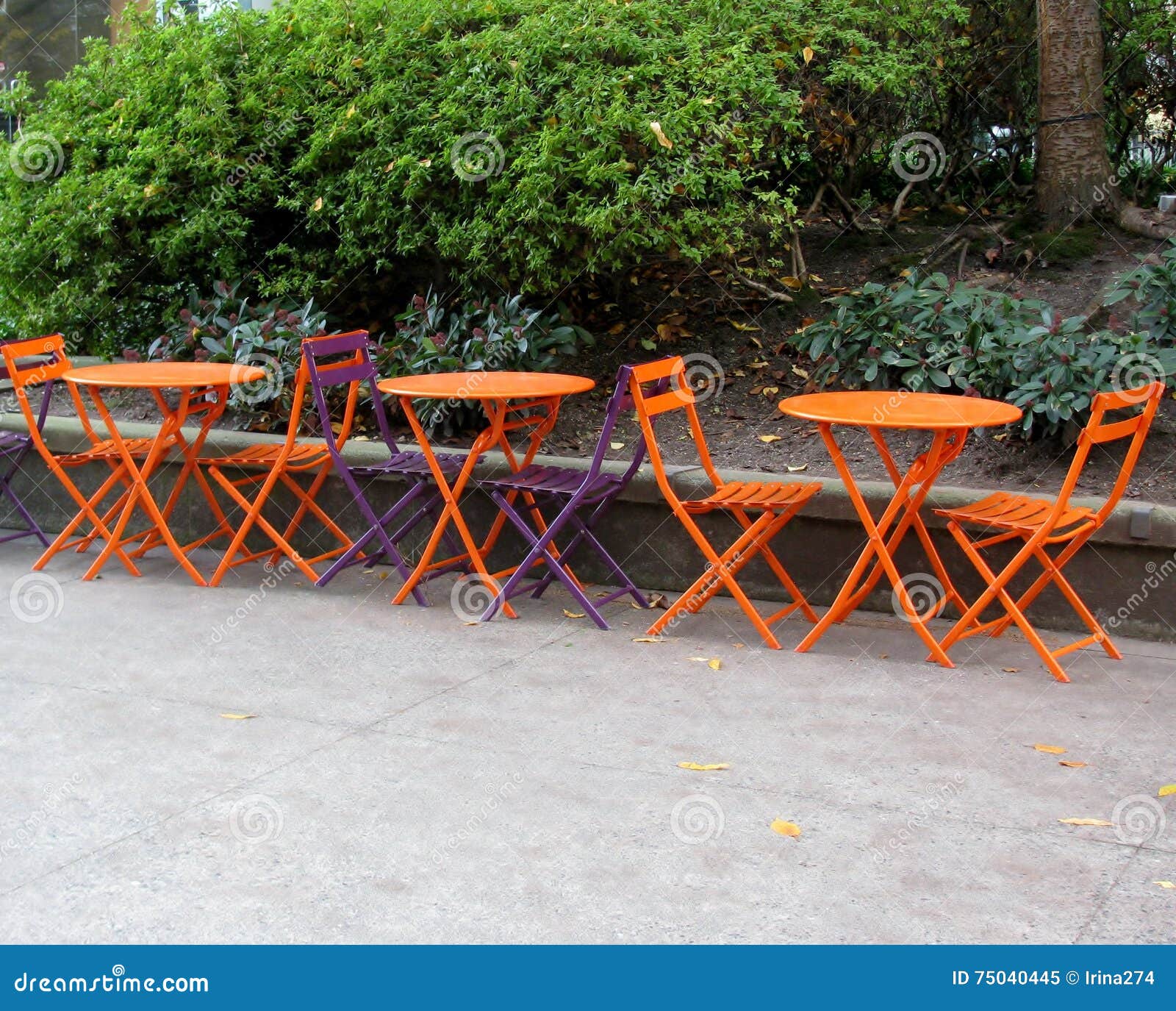 Empty Tables and Chairs in a Street Cafe Stock Image - Image of ...