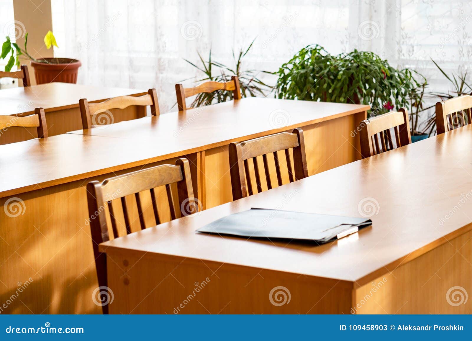 Empty Tables in the Classroom Stock Image - Image of amphitheater ...