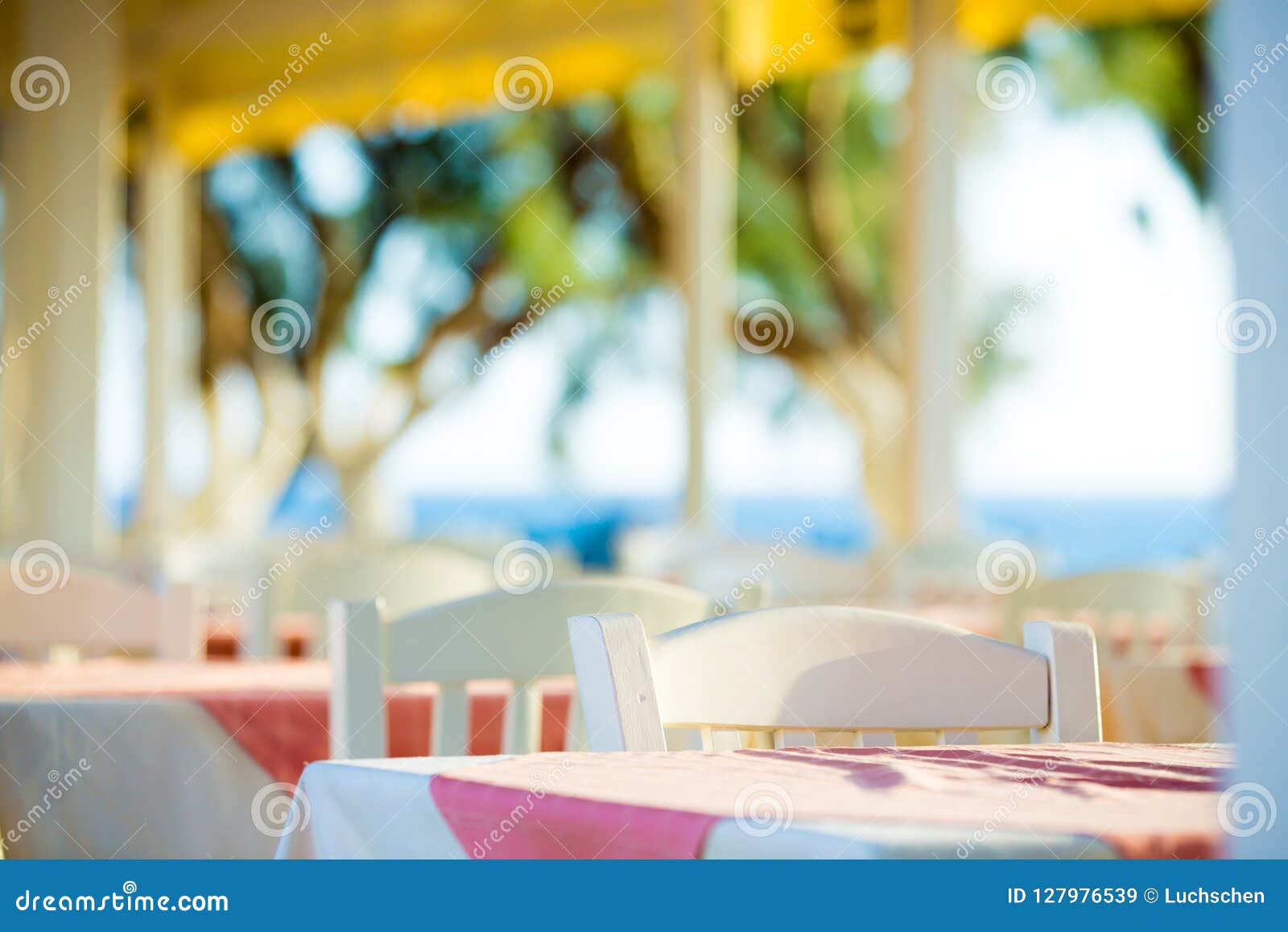Empty Tables of Outdoor Restaurant Stock Image - Image of celebration ...
