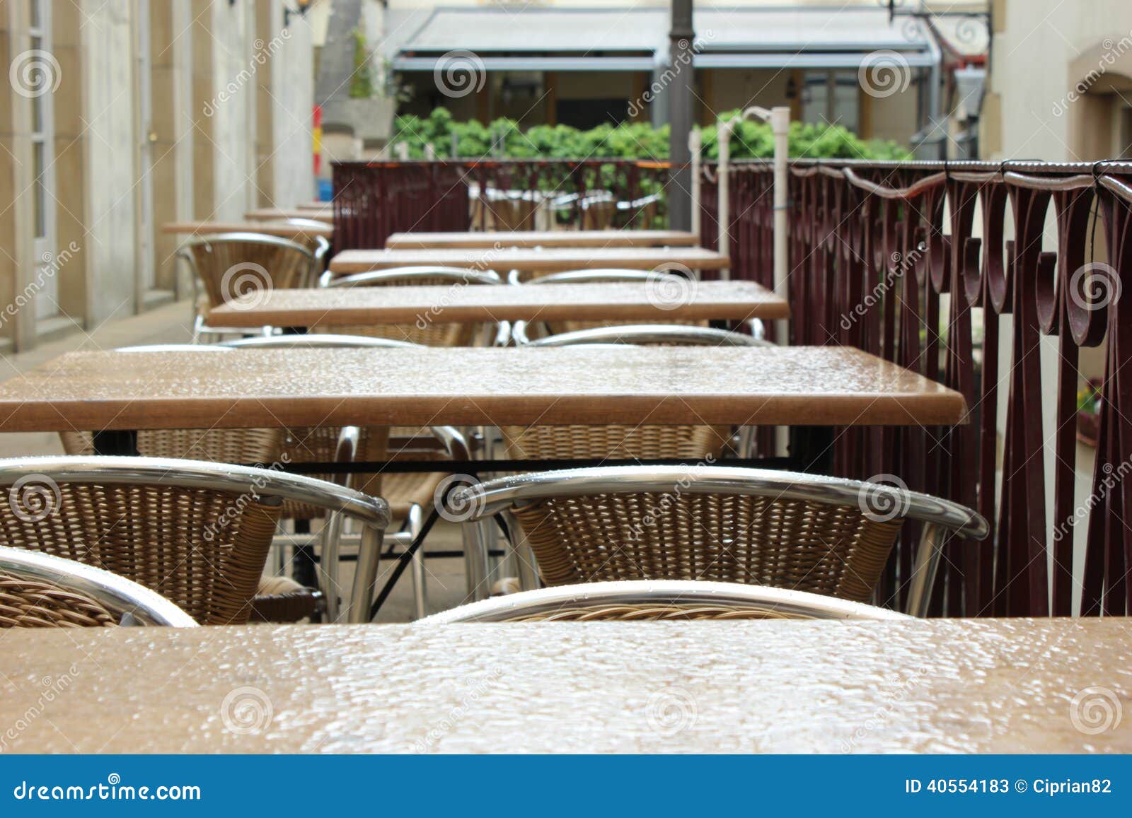 Empty Set Tables Inside The Classic Restaurant Stock Photography ...