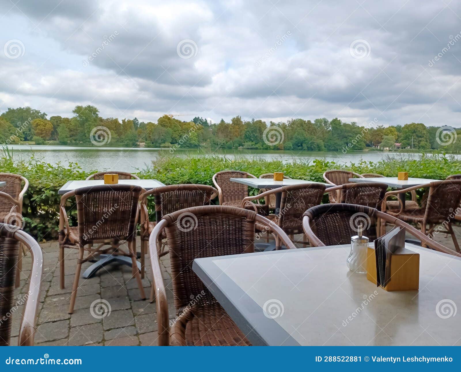 Empty Tables of a Restaurant on the Bad Waldsee Embankment Stock Image ...