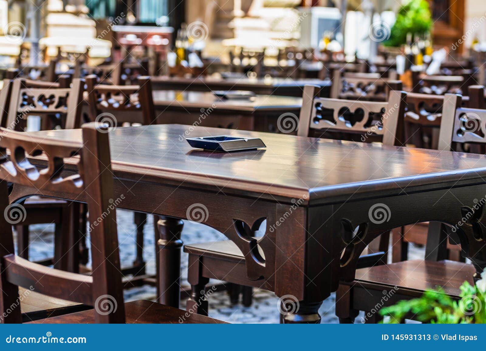Empty Tables Restaurant Tables in European Old Town Stock Image - Image ...