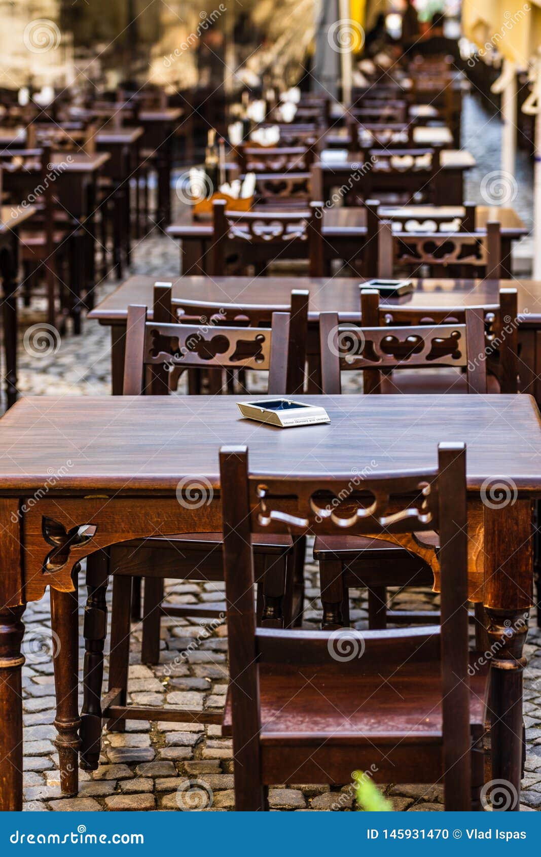 Empty Tables Restaurant Tables in European Old Town Editorial Image ...
