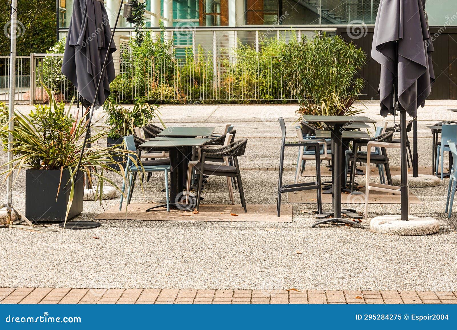 Empty Tables of Restaurant on the Street. Stock Image - Image of summer ...