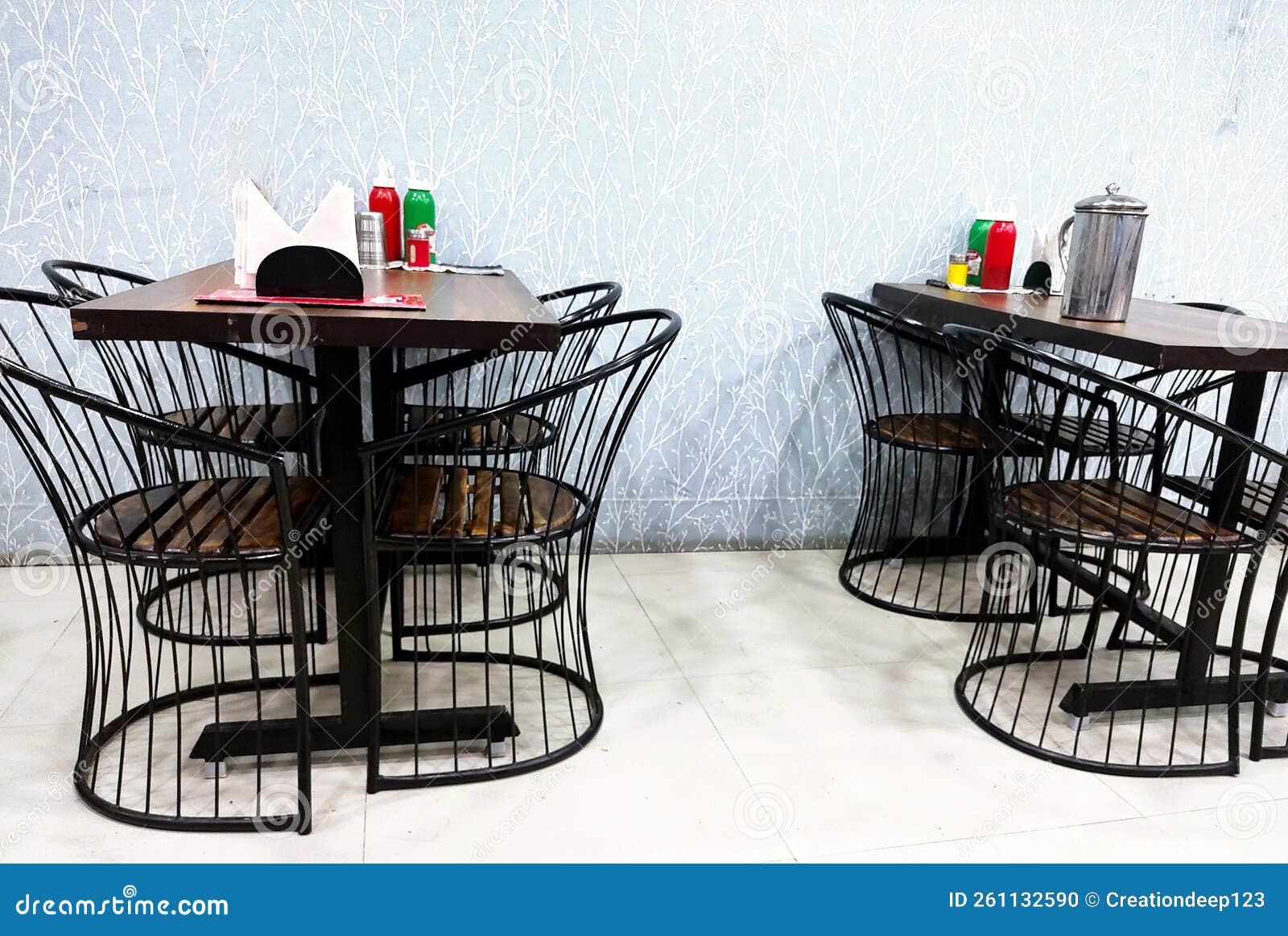 Empty Tables Set for Meal in Modern Restaurant Stock Photo - Image of ...