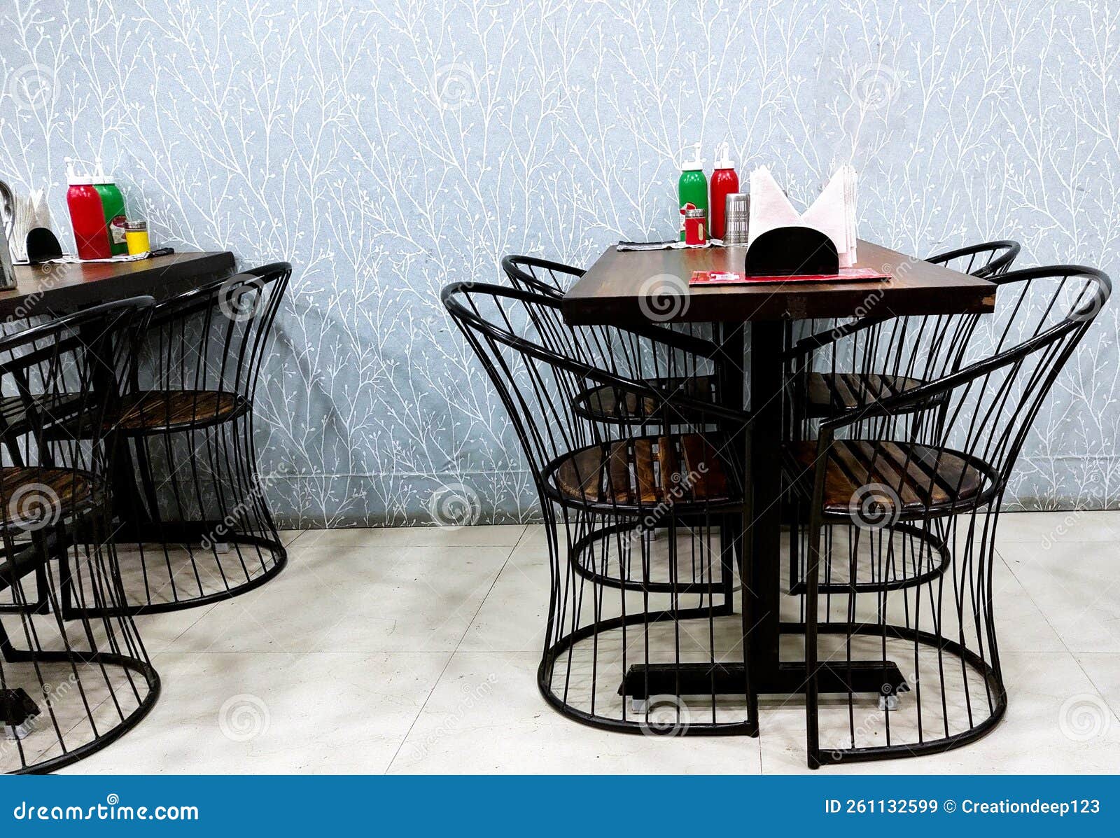 Empty Tables Set for Meal in Modern Restaurant Stock Image - Image of ...