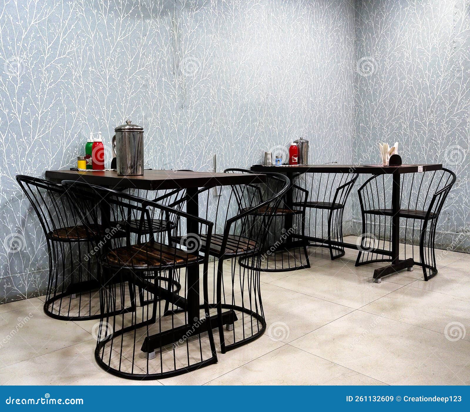 Empty Tables Set for Meal in Modern Restaurant Stock Image - Image of ...