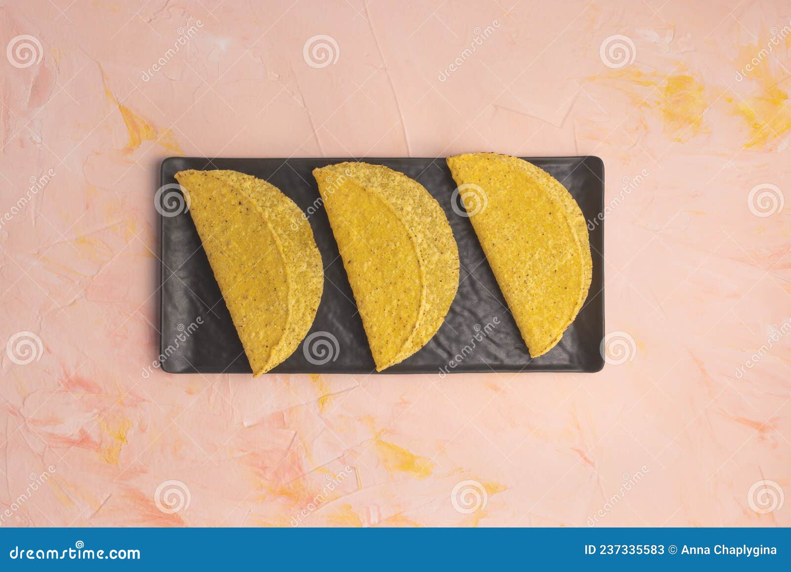 Empty Taco Shells on Board on Dark Background Stock Image - Image of ...